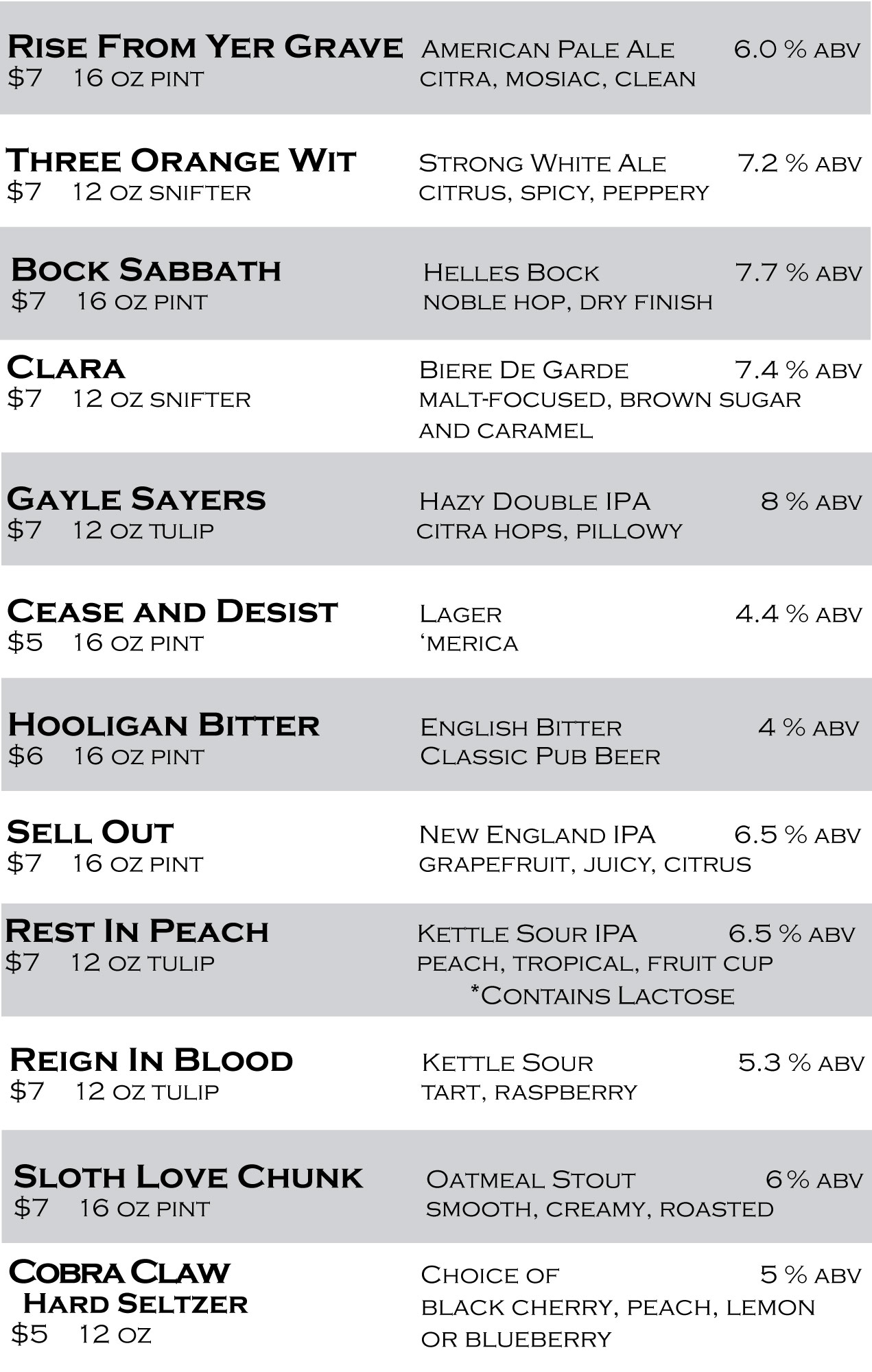 Beers – All Rise Brewing Co