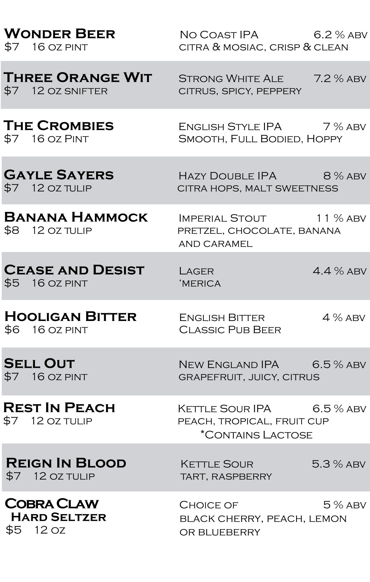 Beers – All Rise Brewing Co
